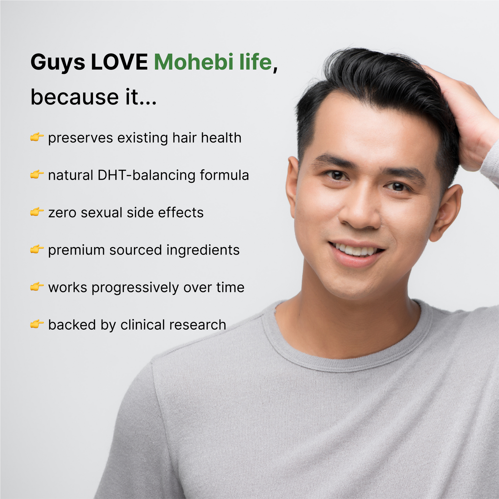 Mohebi Life For Men: Natural Hair Supplement for Fuller Hair
